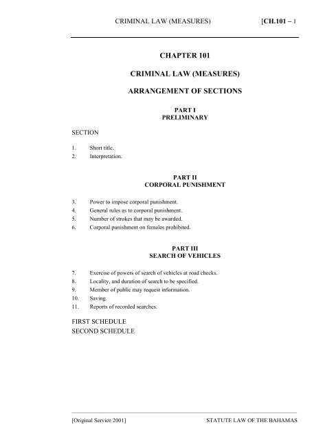 Criminal Law (Measures) Act, 1991 - The Bahamas Laws On-Line