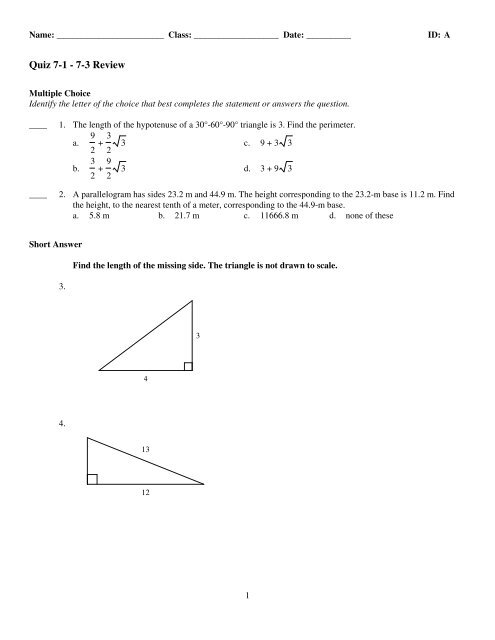 ExamView Pro - Hquiz7173rev.tst - Bunnell High School