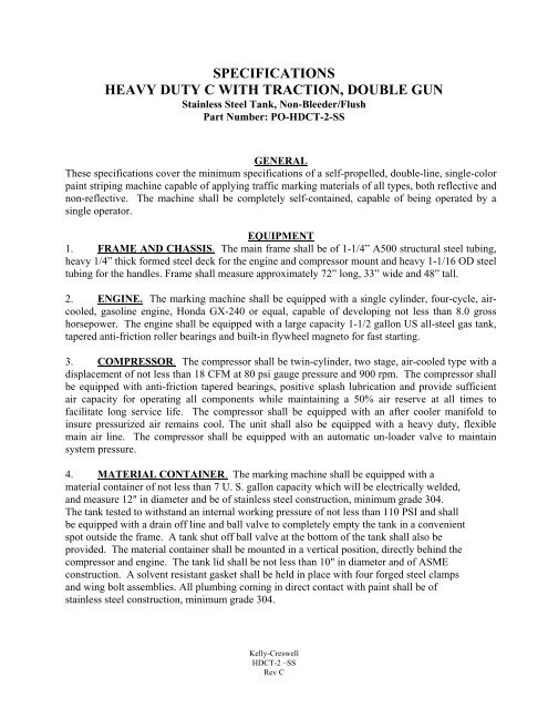 HDCT-2 Specifications - Kelly-Creswell