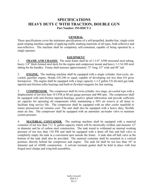 HDCT-2 Specifications - Kelly-Creswell