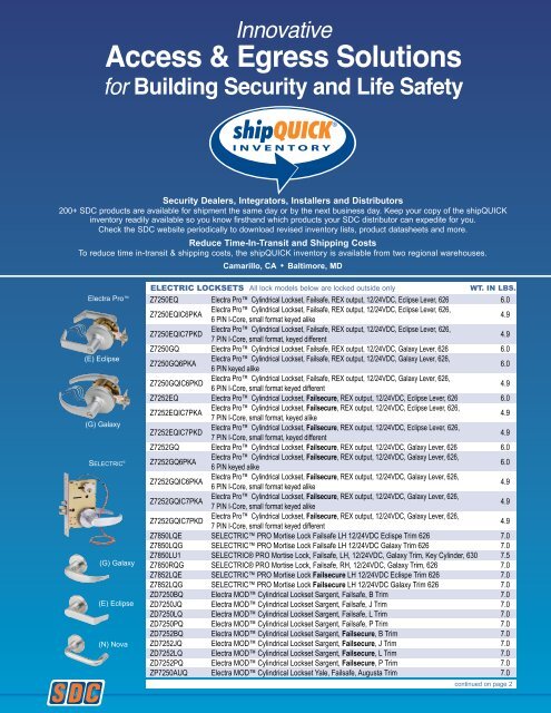 to download shipQuickâ ¢ Inventory List - SDC Security Door Controls