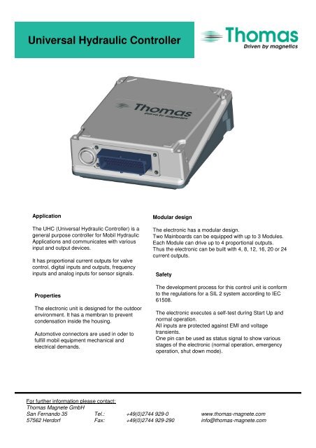 Universal Hydraulic Controller - Thomas Magnete