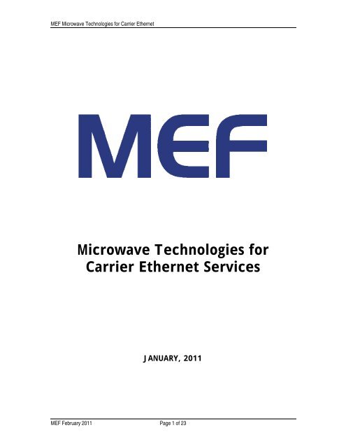 Microwave Technologies for Carrier Ethernet Services - MEF