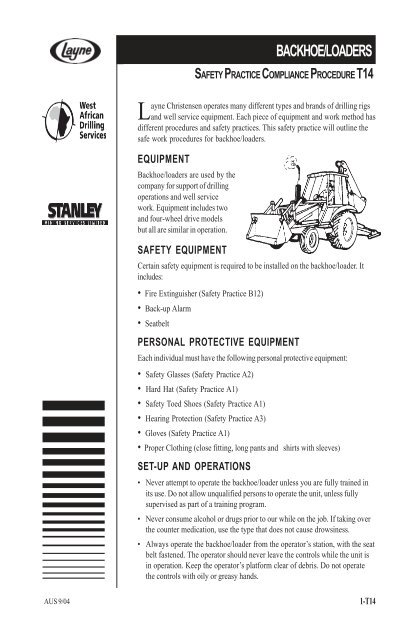 BACKHOE/LOADERS - Layne Safety