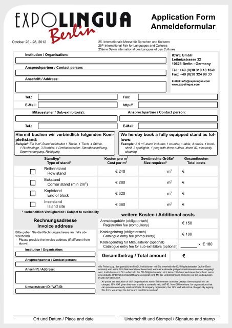 ICWE GmbH, Leibnizstrasse 32, D-10625 Berlin
