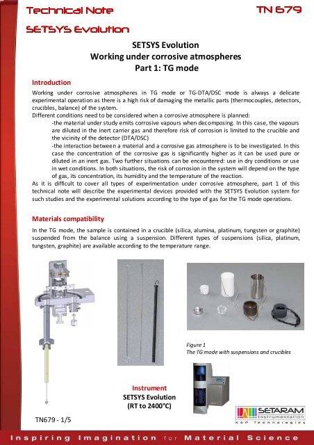 SETSYS Evolution - Working under corrosive atmospheres - Setaram