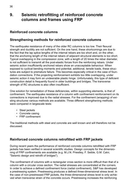 Chapter 9 Seismic retrofitting of RC columns and frames using FRP Chapter 9 Seismic retrofitting of RC columns and frames using FRP