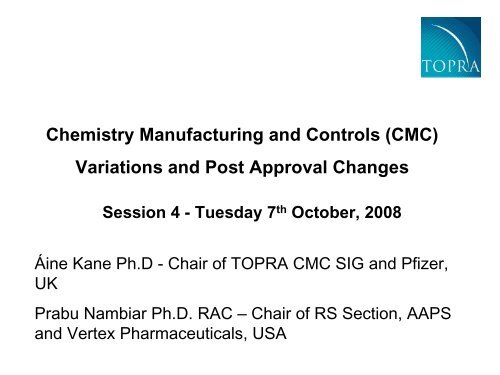 Variations and Post Approval Changes - TOPRA