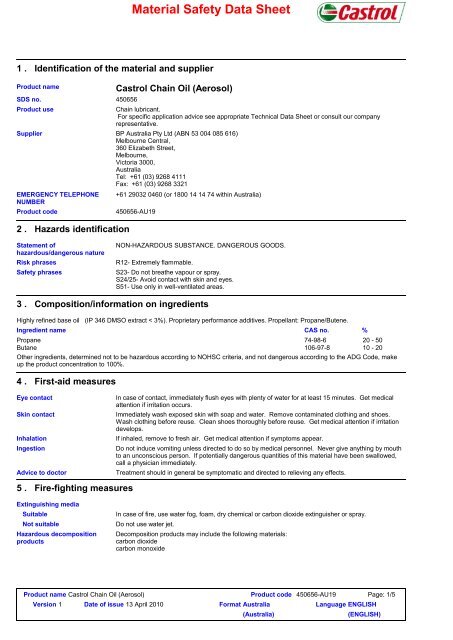 Material Safety Data Sheet - Rare Spares