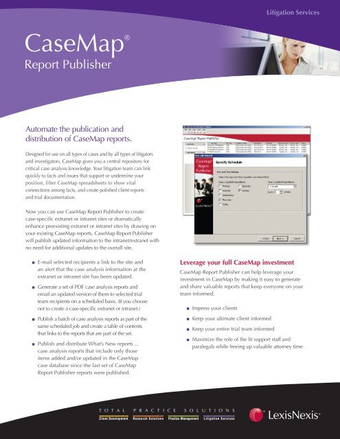 CaseMap Report Publisher - LexisNexisÂ® Litigation Solutions