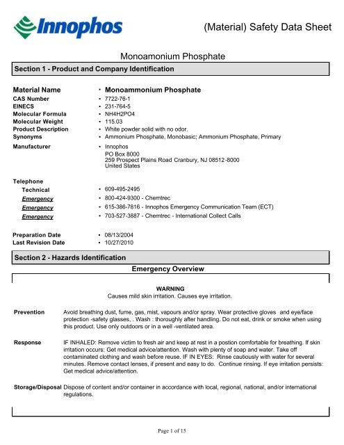 Monoammonium Phosphate (743.7 KB) - Innophos