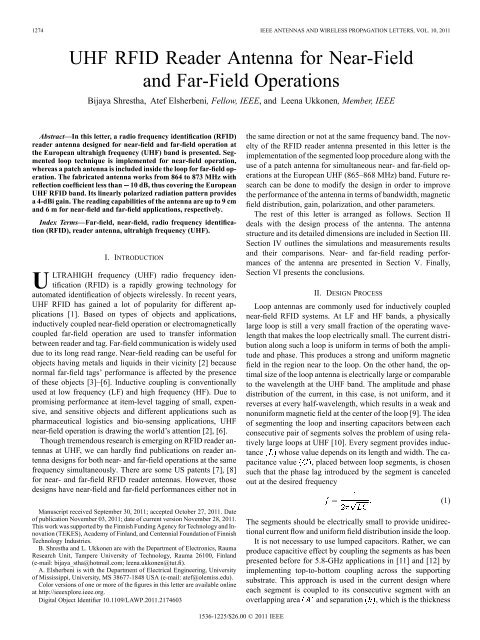 UHF RFID Reader Antenna for Near-Field and Far ... - IEEE Xplore