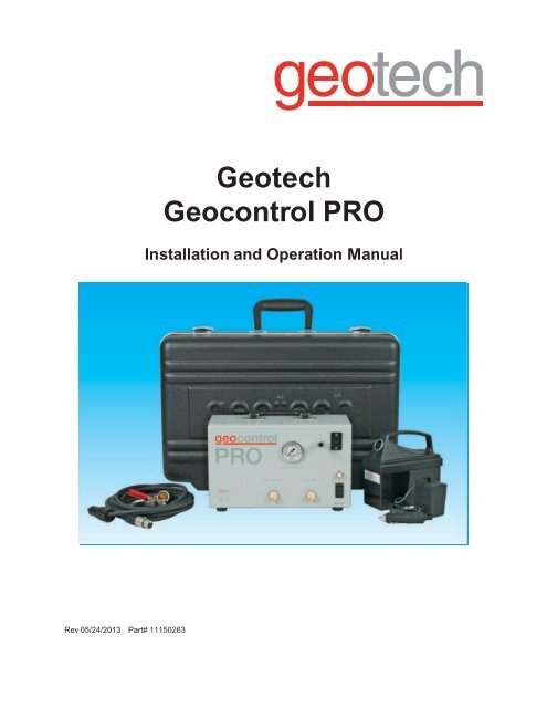 Geotech Geocontrol PRO Installation and Operation Manual