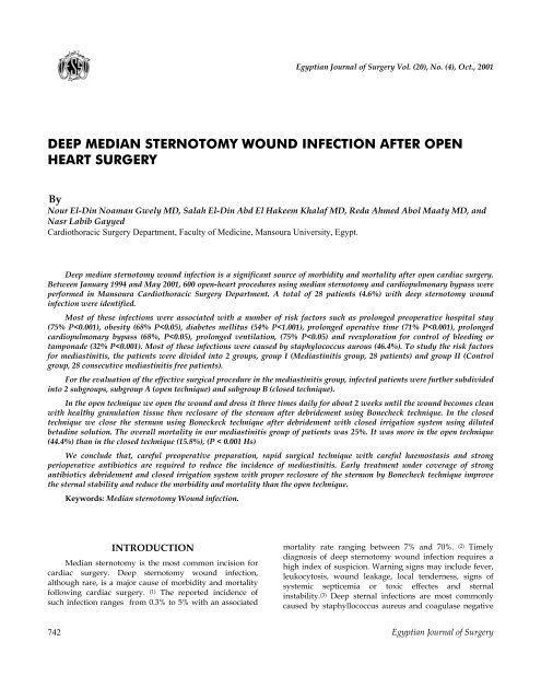 deep median sternotomy wound infection after open heart surgery