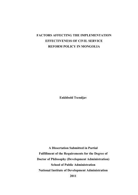 FACTORS AFFECTING THE IMPLEMENTATION EFFECTIVENESS ...