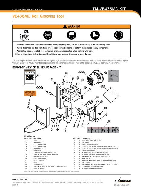 VE436MC Roll Grooving Tool TM-VE436MC.KIT - Victaulic