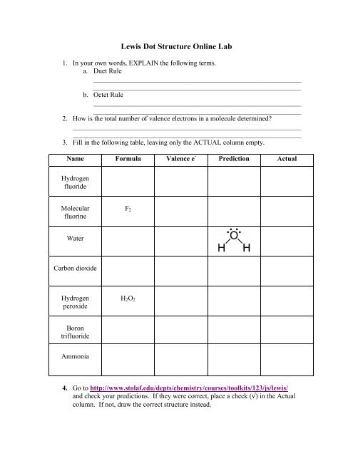 Lewis Dot Structure Lab BASIC - behschem
