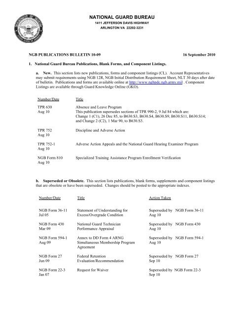 10-09 - NGB Publications and Forms Library