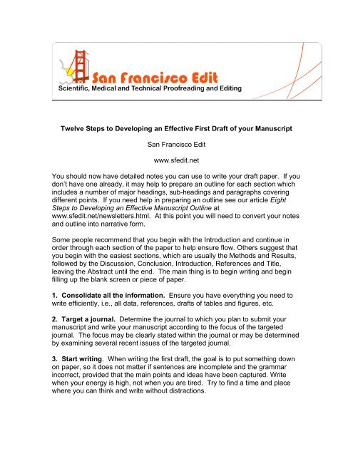 Twelve Steps to Developing an Effective First Draft of your ...