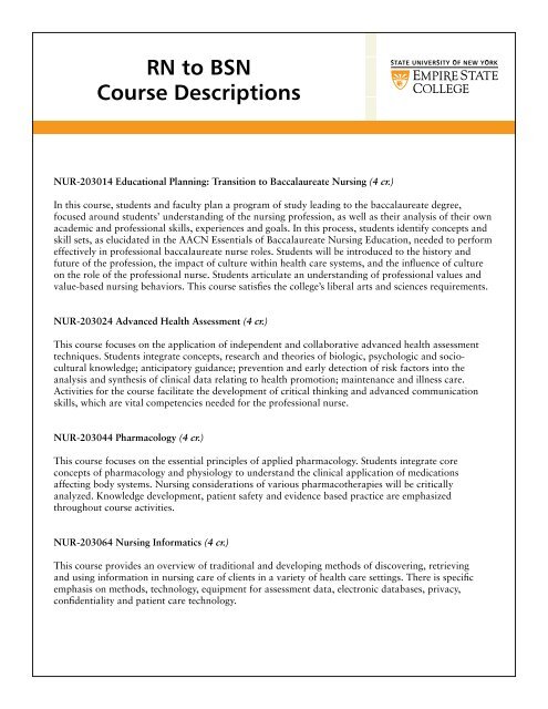 Nursing Course Descriptions