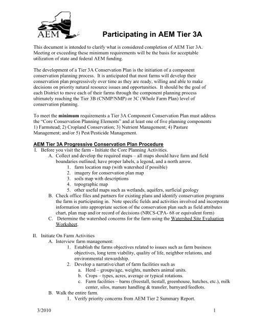 AEM Tier 3A Progressive Conservation Plan Procedure