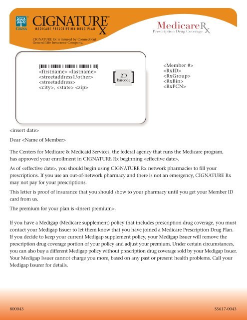 Sample CMS Confirmation Letter