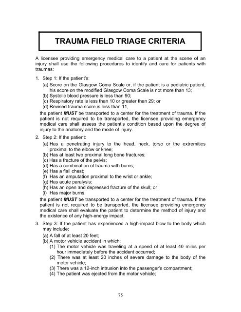 TRAUMA FIELD TRIAGE CRITERIA - Southern Nevada Health District