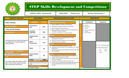 STEP Skills Development and Competitions - DepEd Naga City