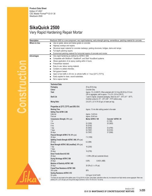 sikaQuick 2500 - Northland Construction Supplies