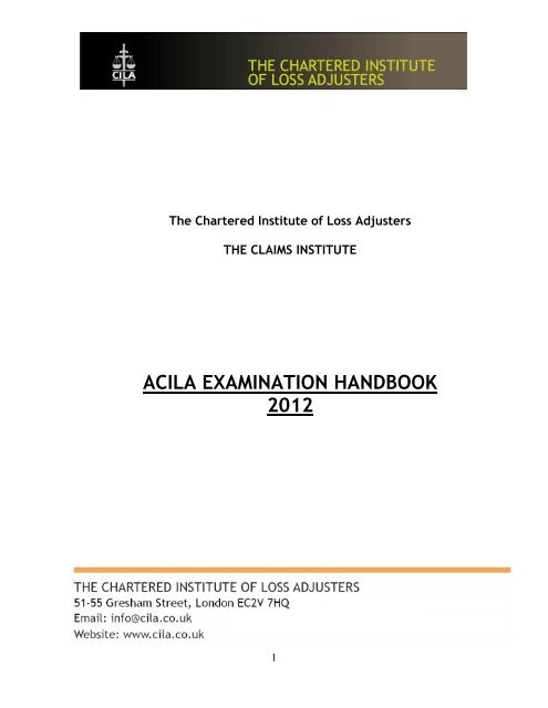 ACILA Exam Handbook.pdf - CILA/The Chartered Institute of Loss ...