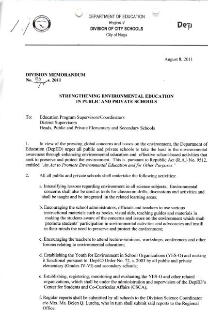 DIVISION MEMORANDUM tUo. 93 -.s.2011 f ... - DepEd Naga City
