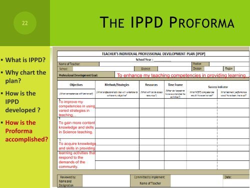 22 THE IPPD PROFORMA