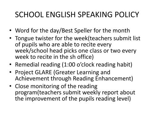 SCHOOL ENGLISH SPEAKING P