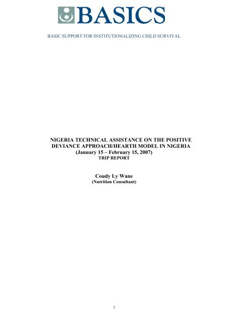 The Positive Deviance Approach/Hearth Model in Nigeria - basics