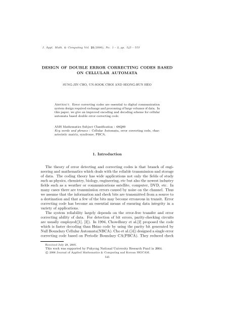 Design Of Double Error Correcting Codes Based On