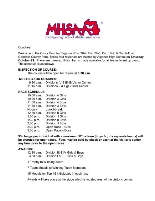 Meet Info & Course Map - Michigan High School Athletic Association