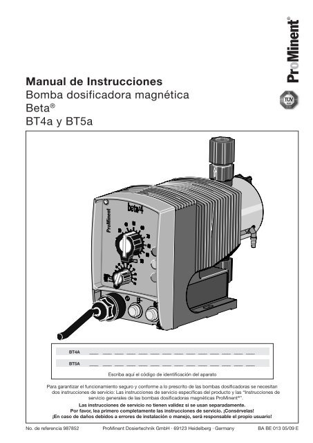 Manual de Instrucciones - Bomba dosificadora ... - ProMinent Spain