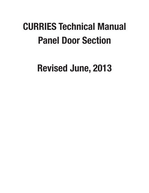 Tech Manual Panel Door Section - Curries