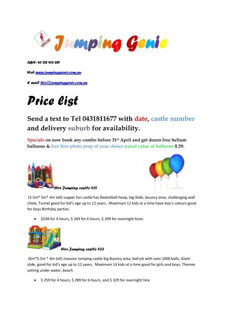Jumping Genie - Jumping Castle hire Melbourne
