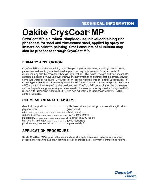 Oakite CrysCoatÂ® MP - Super Kleen Direct
