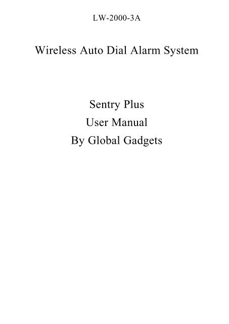 Wireless Auto Dial Alarm System Sentry Plus ... - Global-Gadgets.com