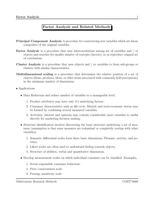 Factor Analysis and Related Methods
