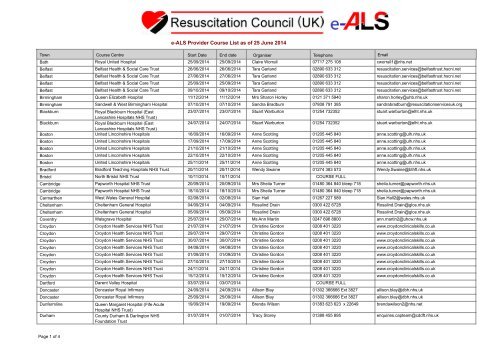 e-ALS Course List - Resuscitation Council (UK)