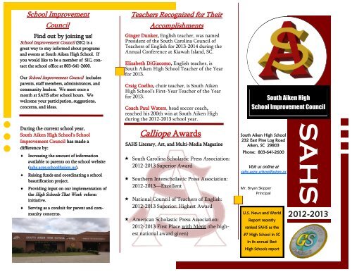 whole brochure - South Aiken High School - Website