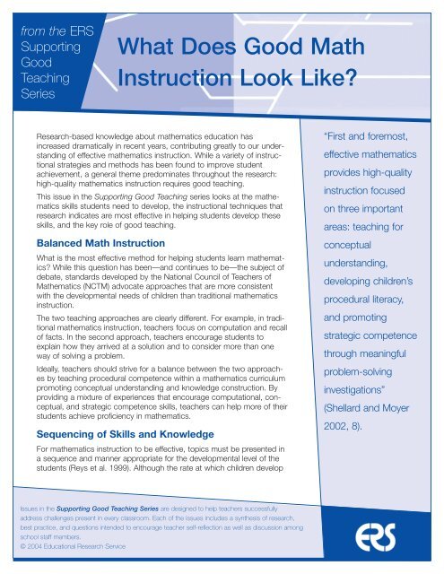 What Does Good Math Instruction Look Like? - PSD