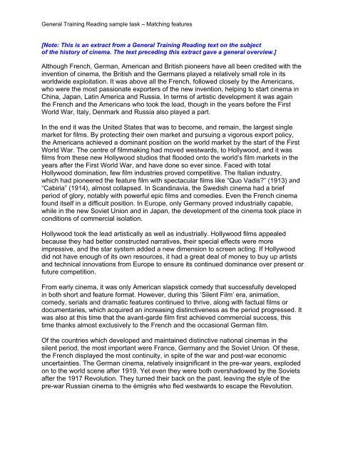 Matching features - ielts