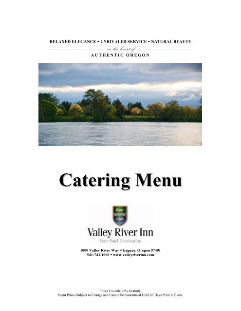 Catering Menu - Valley River Inn