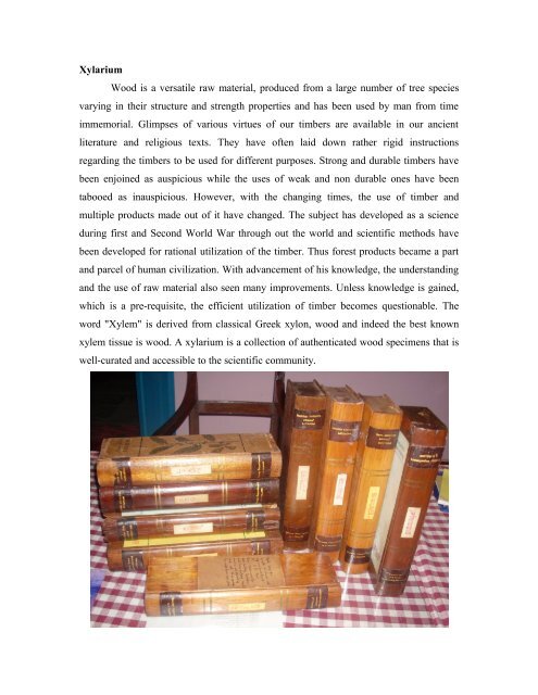 Xylarium Wood is a versatile raw material, produced ... - sbcollege.org