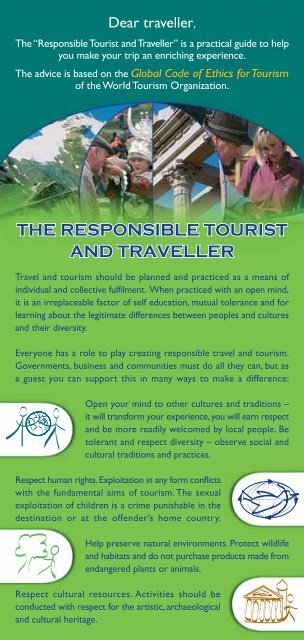 the responsible tourist and traveller - Ethics and Social Dimensions ...