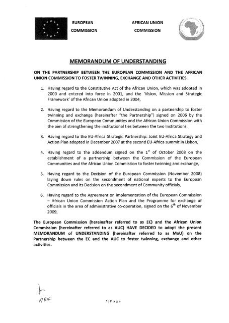 Memorandum of Understanding between two Commissions